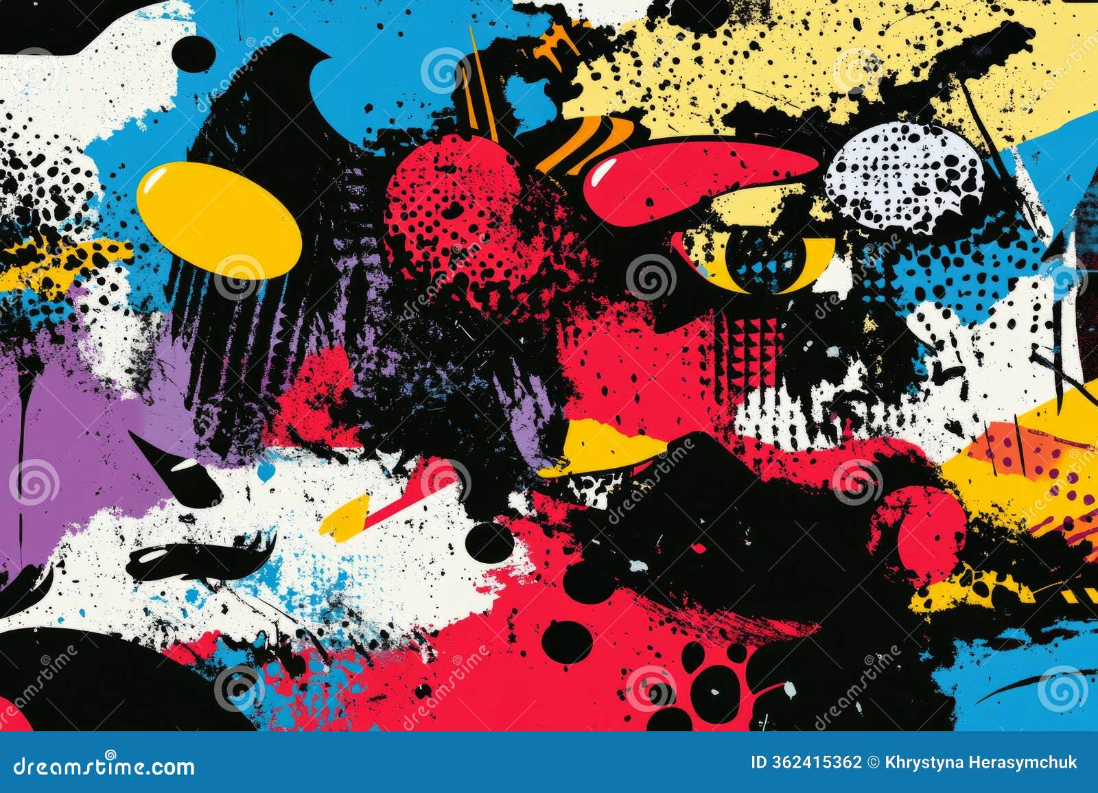 A Funky 90s Pop Art Explosion with Comic Book Halftones, Oversized ...