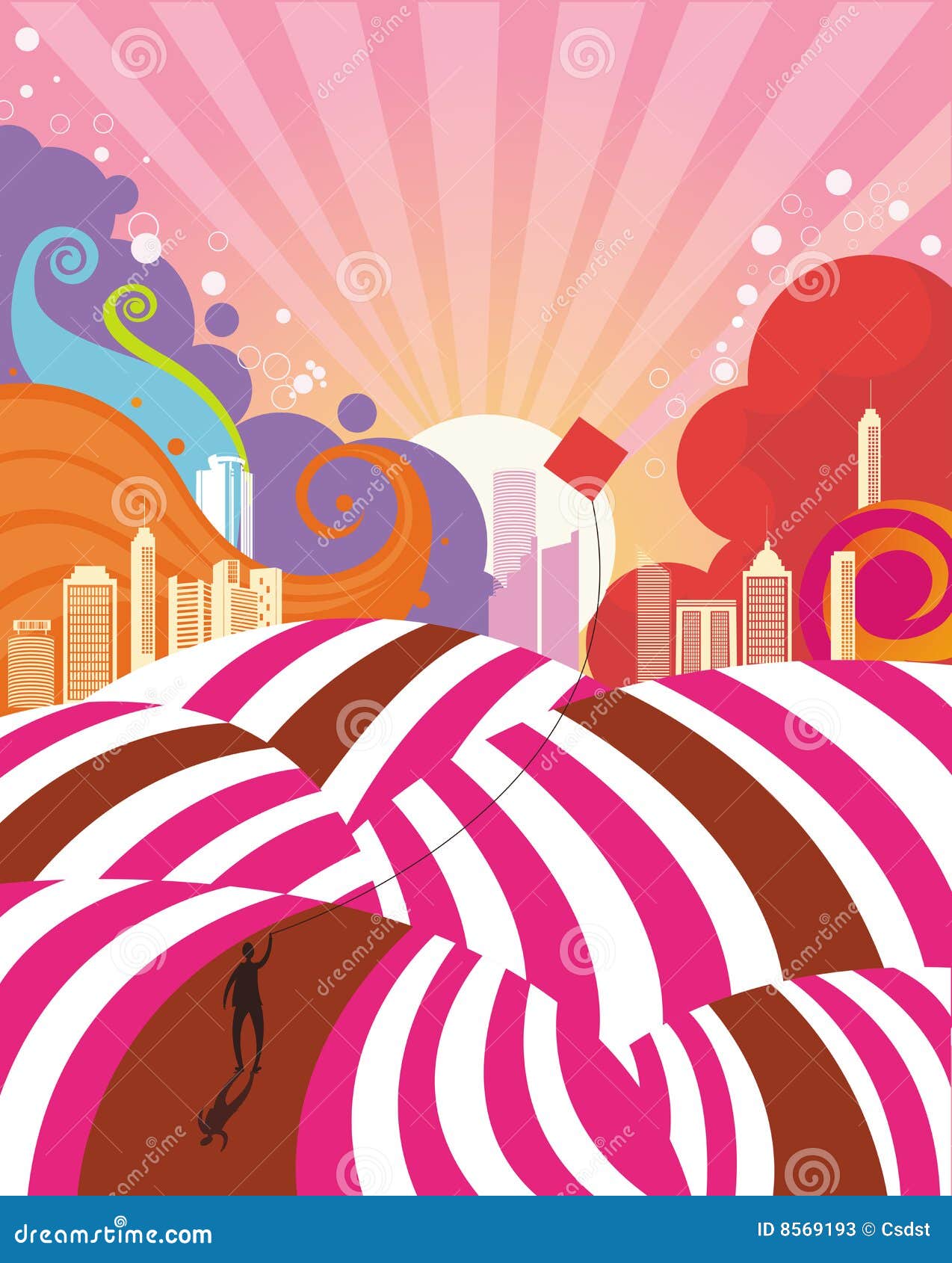 Funky scenery background stock vector. Illustration of flower - 8569193