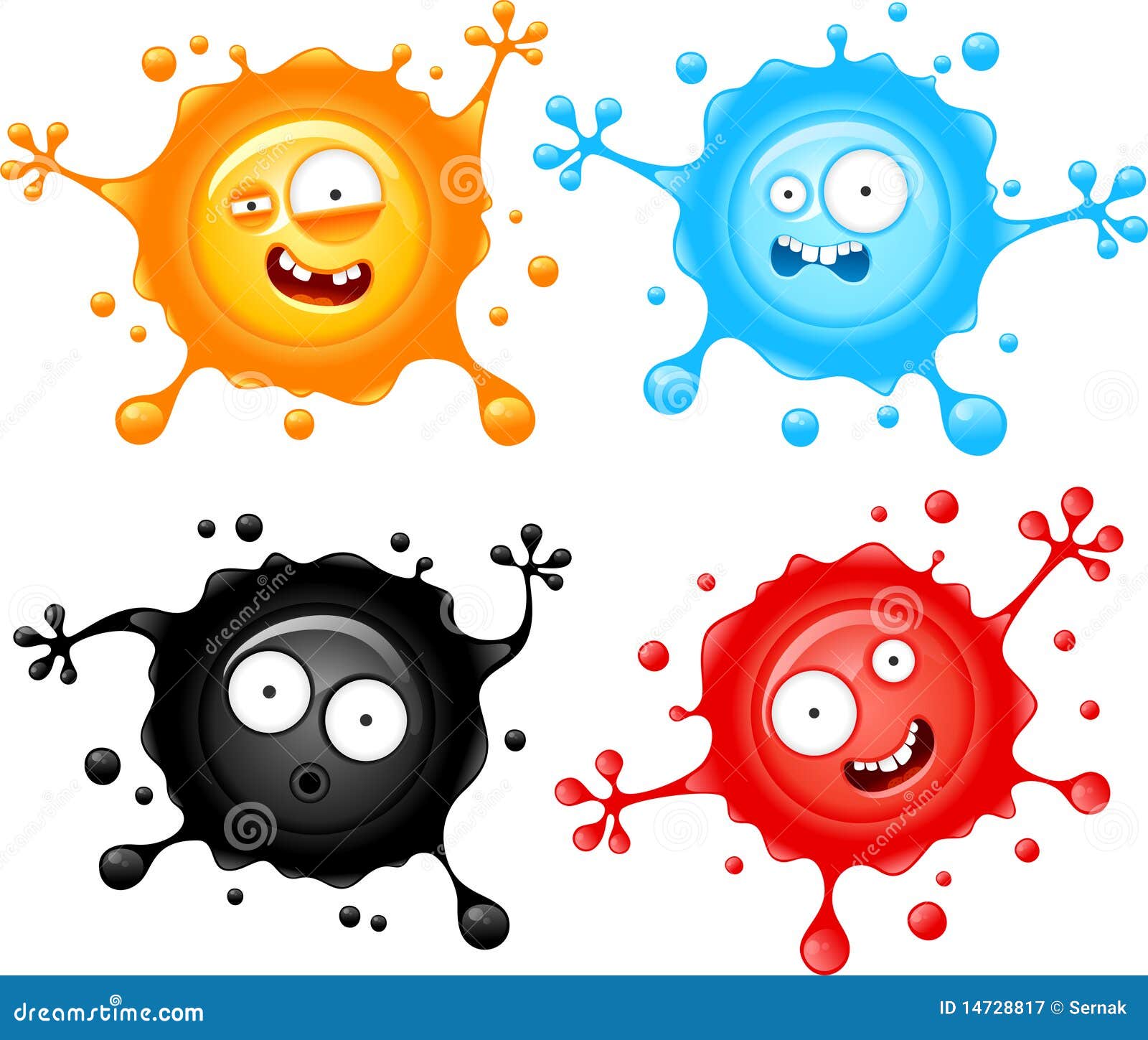 Funky splat characters stock vector. Illustration of black - 14728817