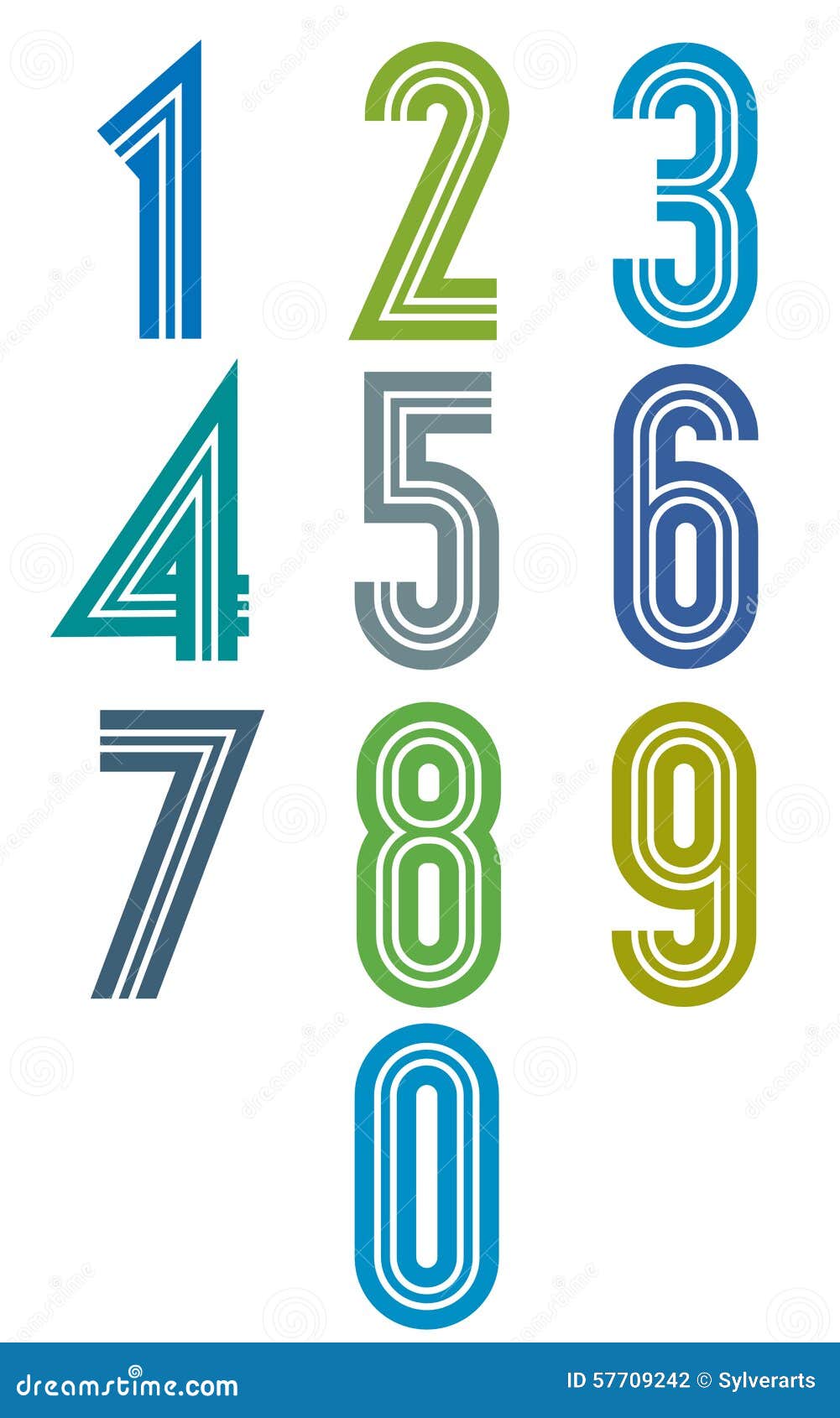 Funky stripes numbers set. stock vector. Illustration of sans - 57709242