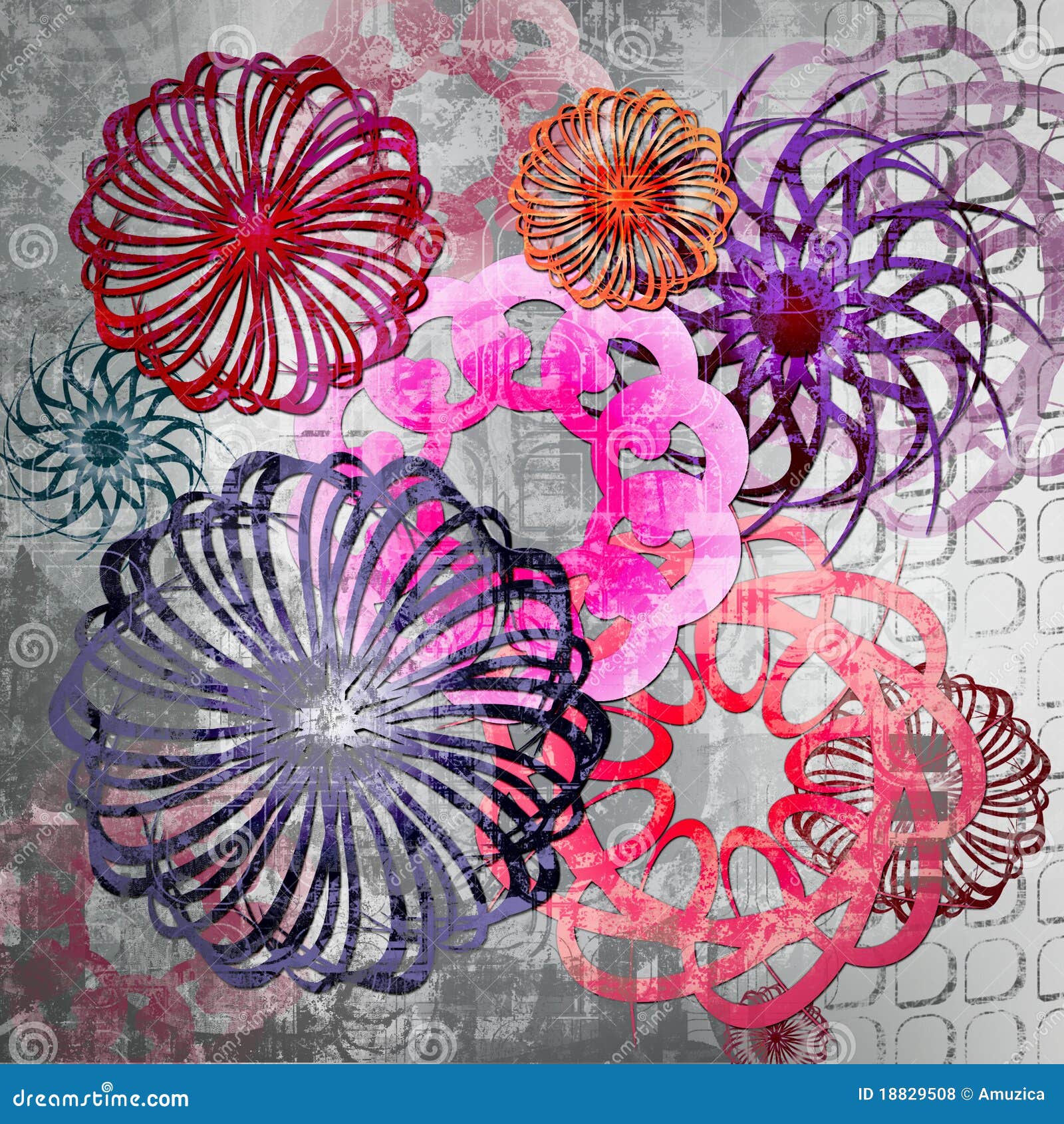 Funky Style Floral Design Background Stock Illustration - Illustration ...