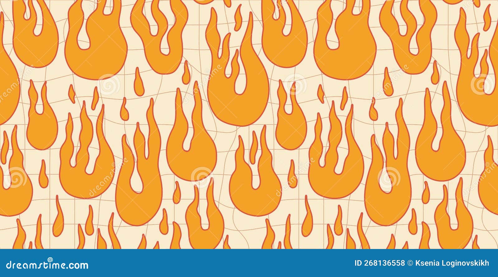 Funky Summer Groovy Flame Vector Seamless Pattern Stock Illustration ...