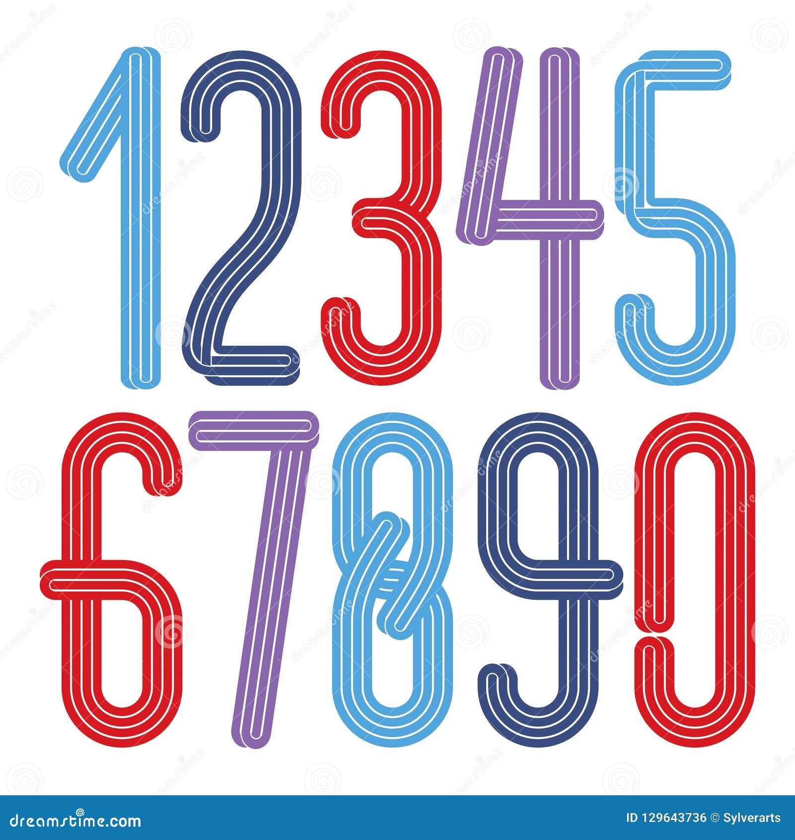 Funky Tall Condensed Numbers Collection, Vector Numeration Made With ...
