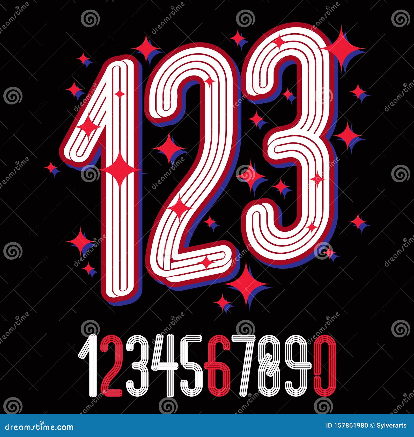 Funky Tall Condensed Numbers Collection, Vector Numeration Made With ...