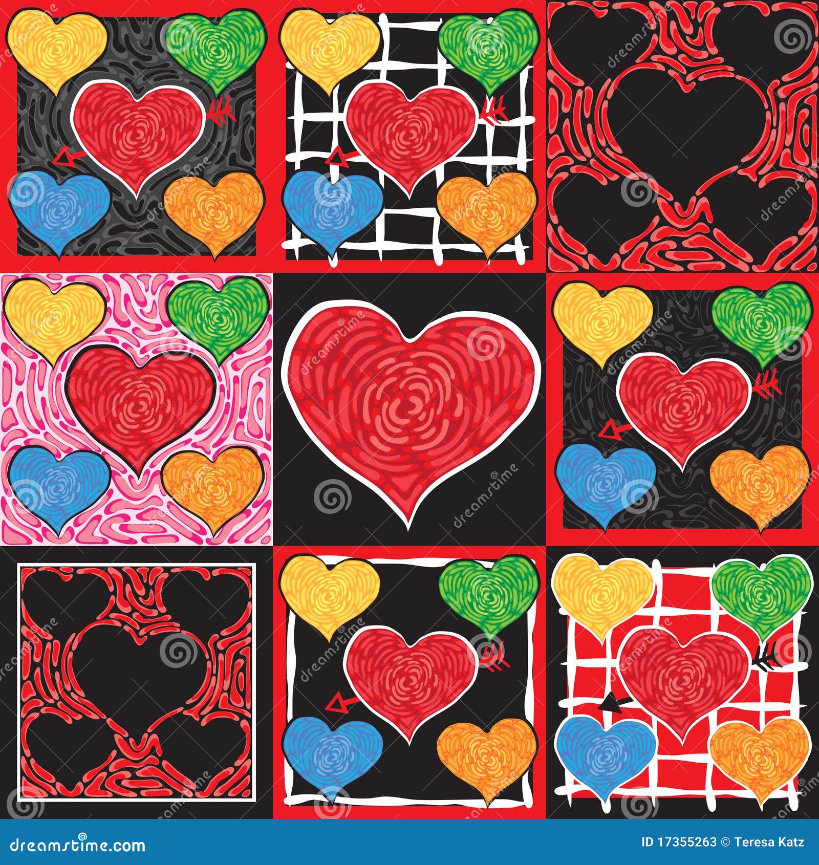 Funky Valentine Hearts stock vector. Illustration of pattern - 17355263