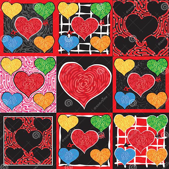 Funky Valentine Hearts stock vector. Illustration of pattern - 17355263