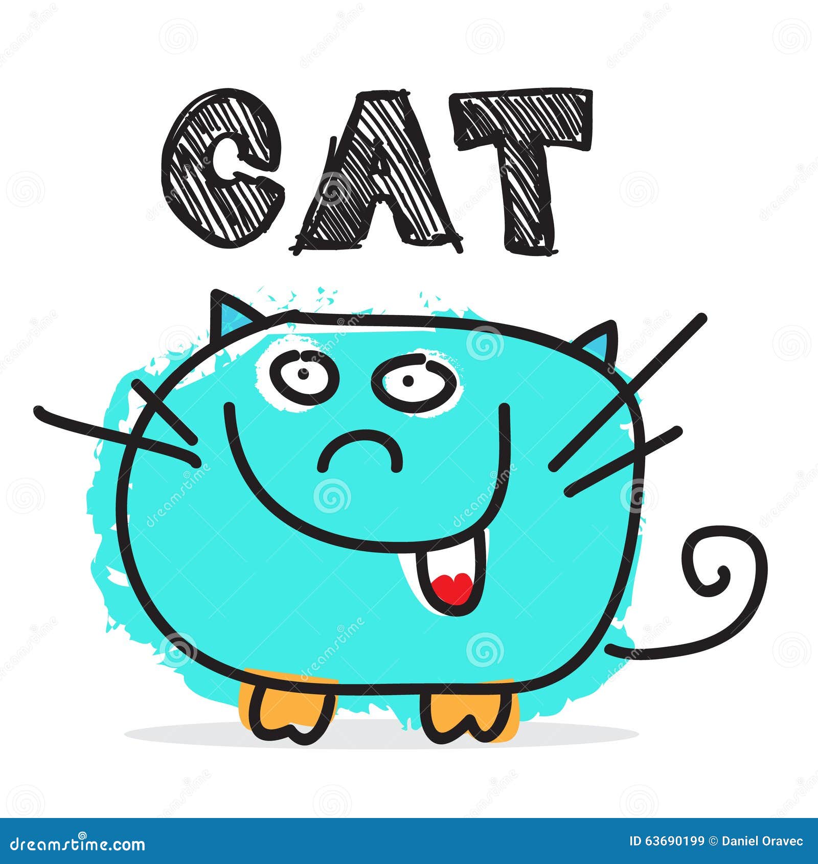 Funky Vector Cat Illustration Stock Vector - Illustration of shape ...