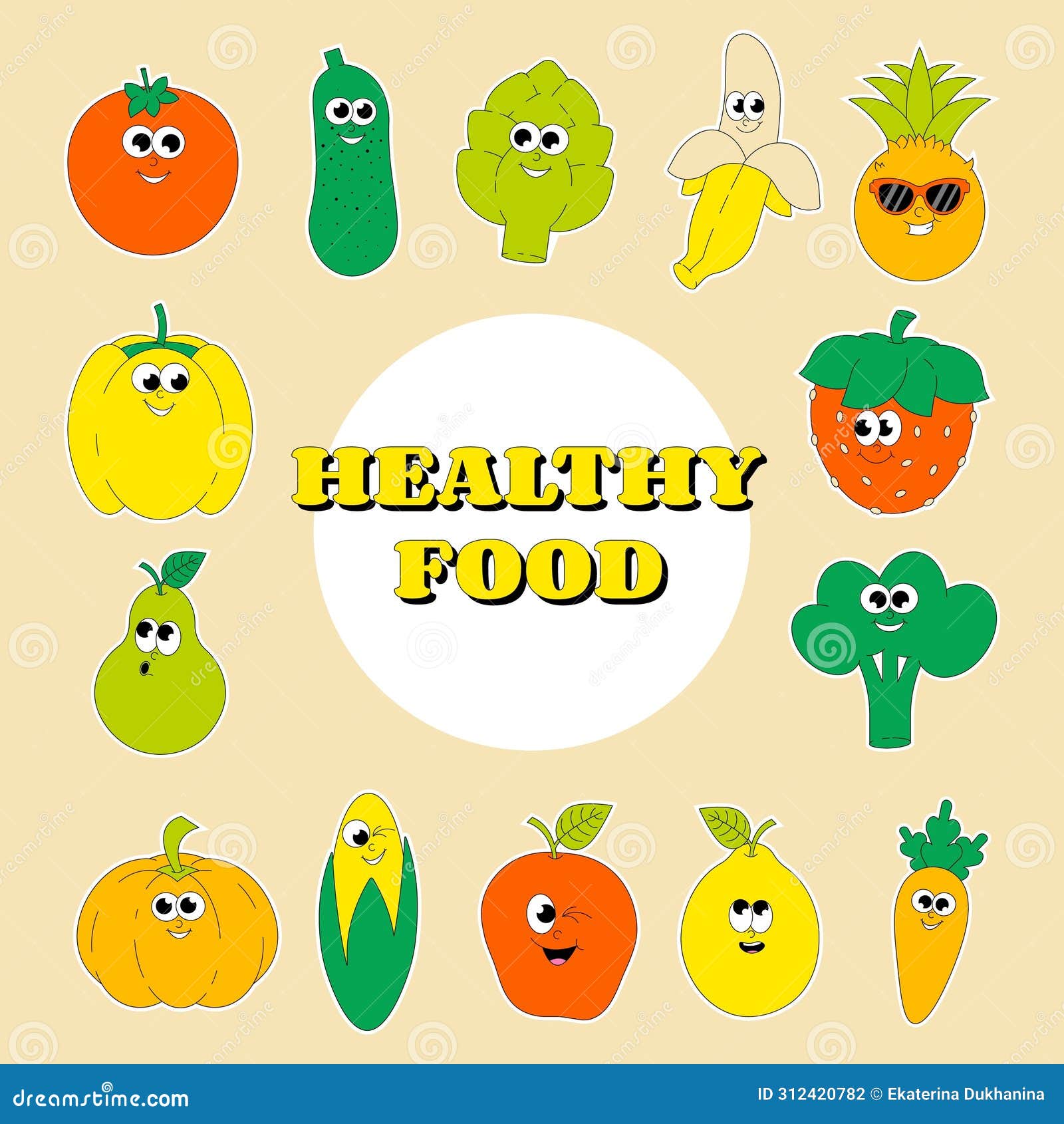 Funky Vegetables. Retro Groovy Sticker and Patch. Comic Characters of ...