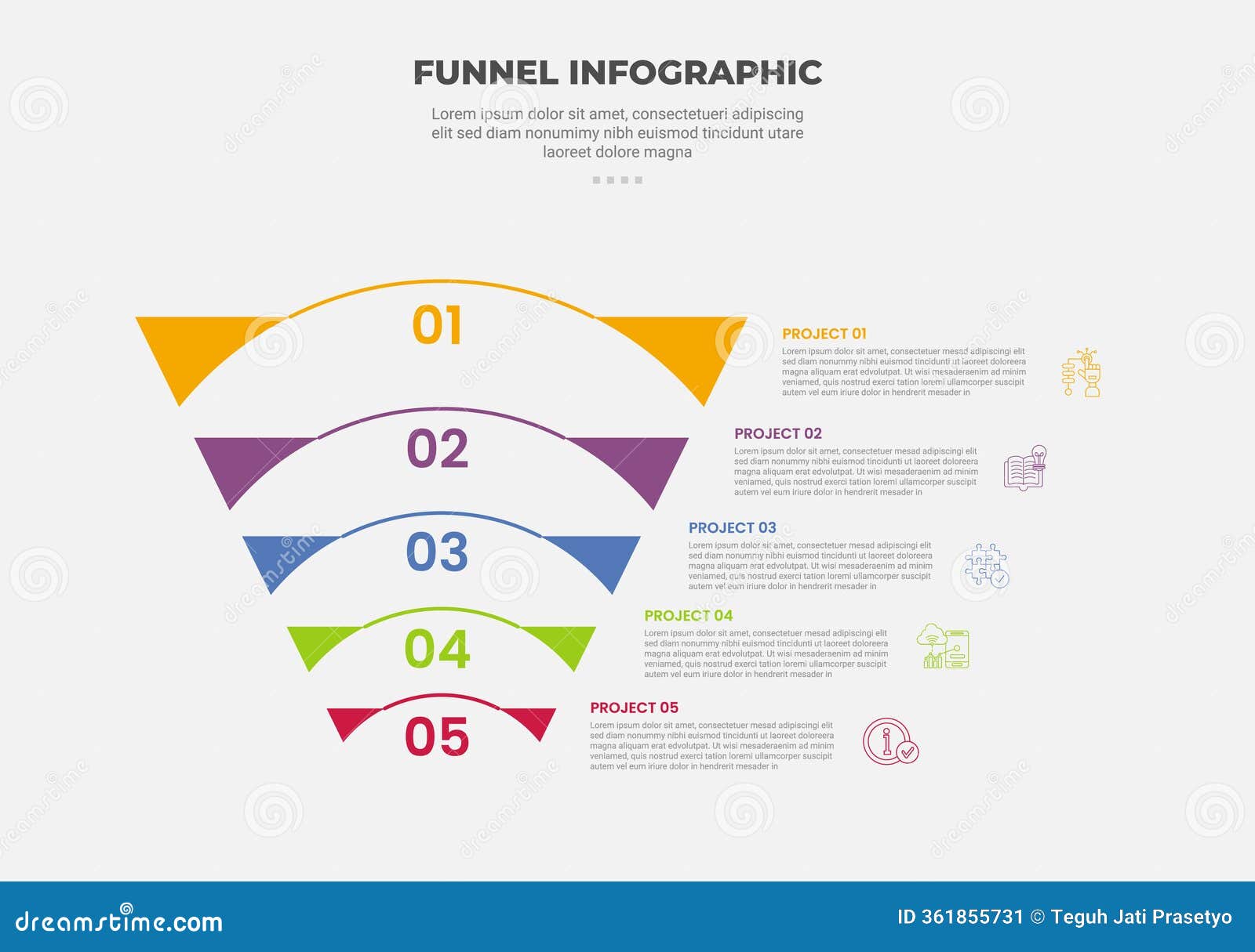 Funnel Base Shape Infographic Outline Style With 3 Point Template With ...