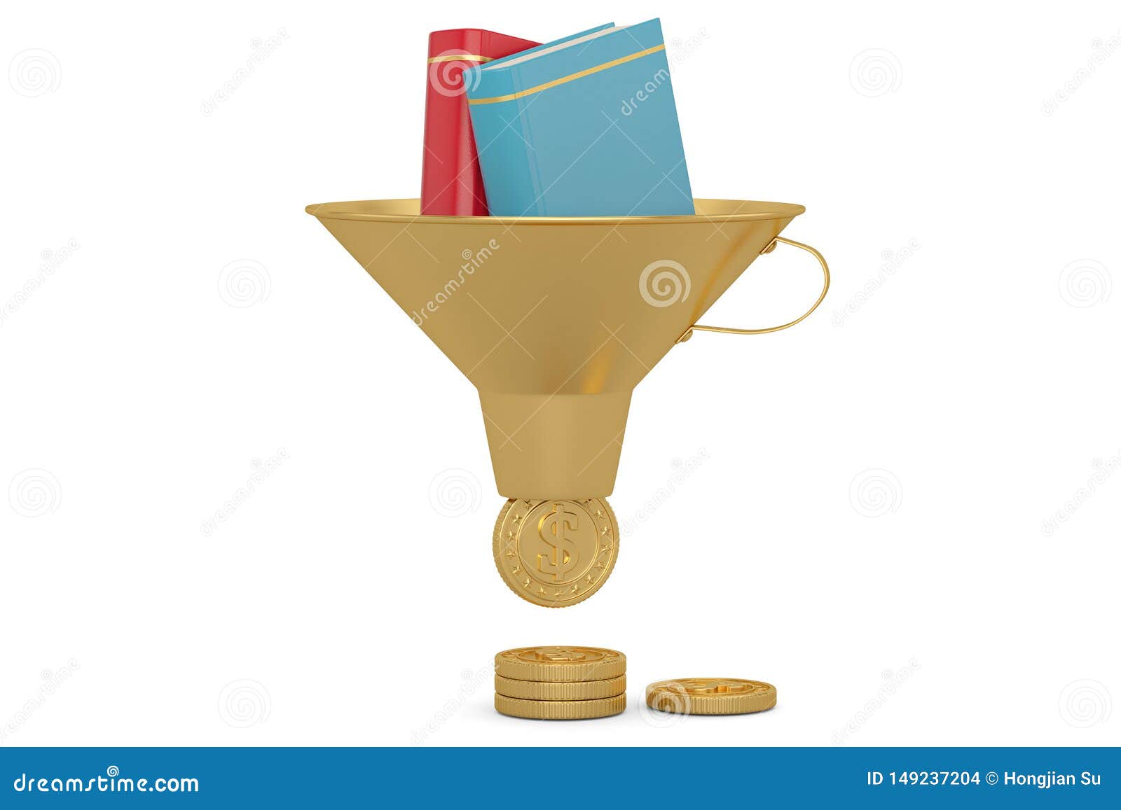 Funnel With Books Adn The Brain.3D Illustration. | CartoonDealer.com ...