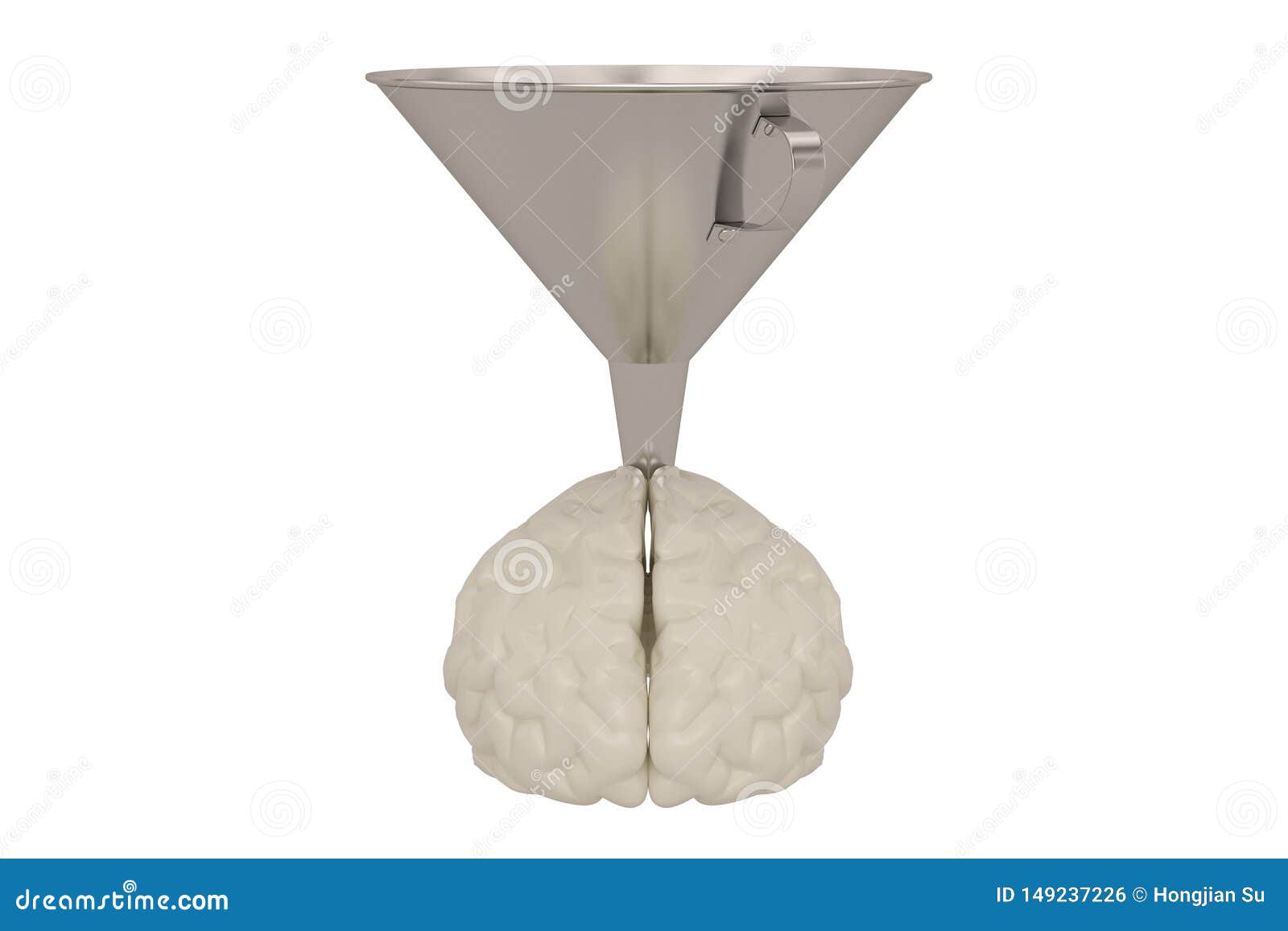 A Funnel and Brain Isolated on White Background. 3D Illustration Stock ...
