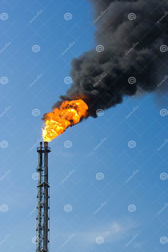 Funnel Burning with Thick Smoke Stock Image - Image of health, global ...