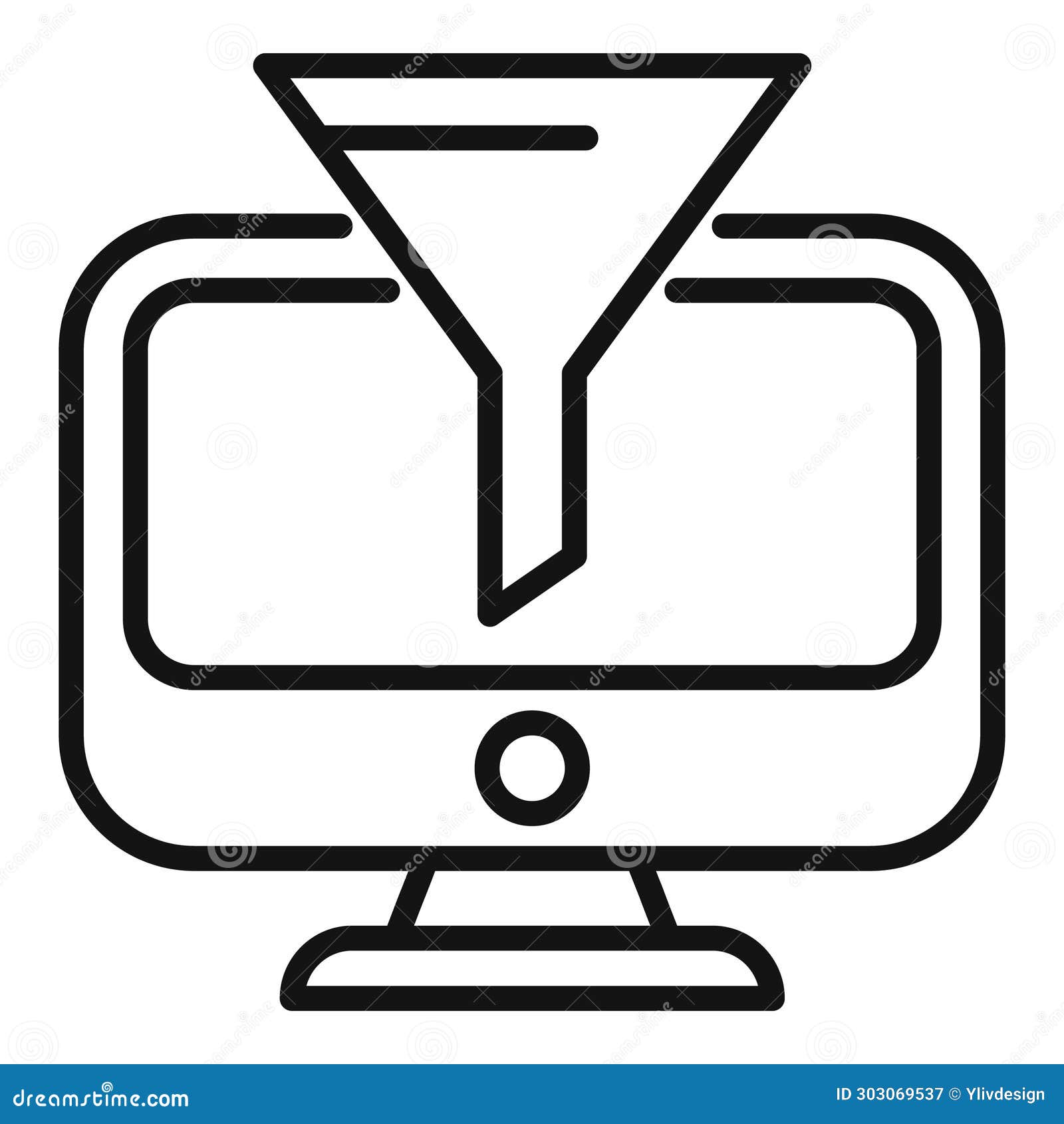 Funnel Content Filter Computer Icon Outline Vector. Clever Flow Stock ...