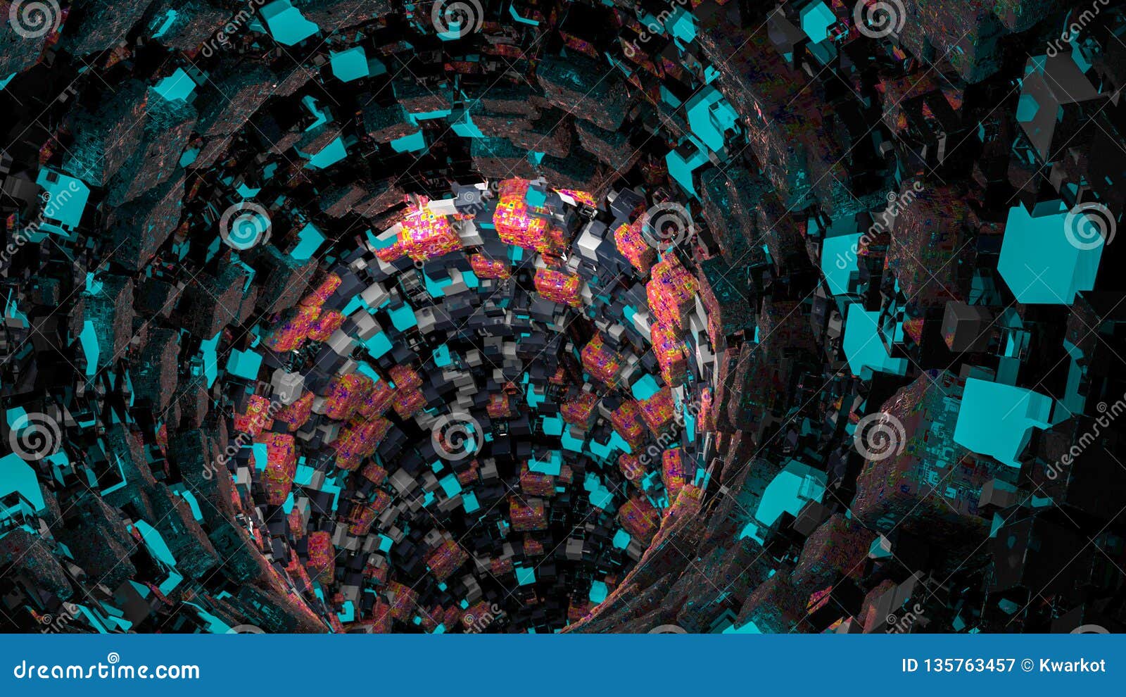 Funnel of Cubes. Geometry Shapes that Goes Up and Down. Cube Cross ...