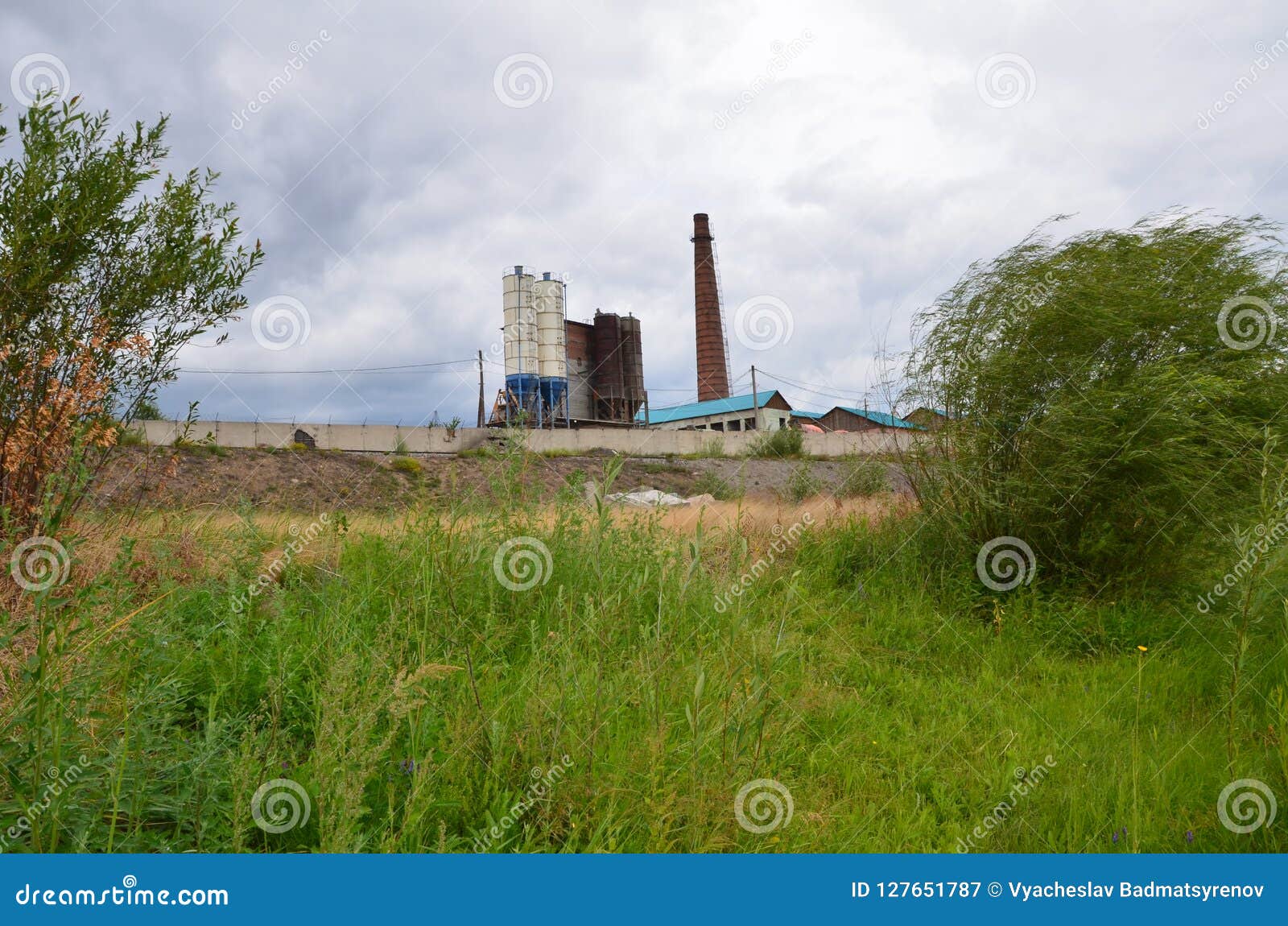 A funnel of a factory stock image. Image of nature, bricks - 127651787