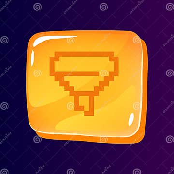 Funnel Glossy Ui Button with Pixelated Icon Stock Vector - Illustration of interface, game ...