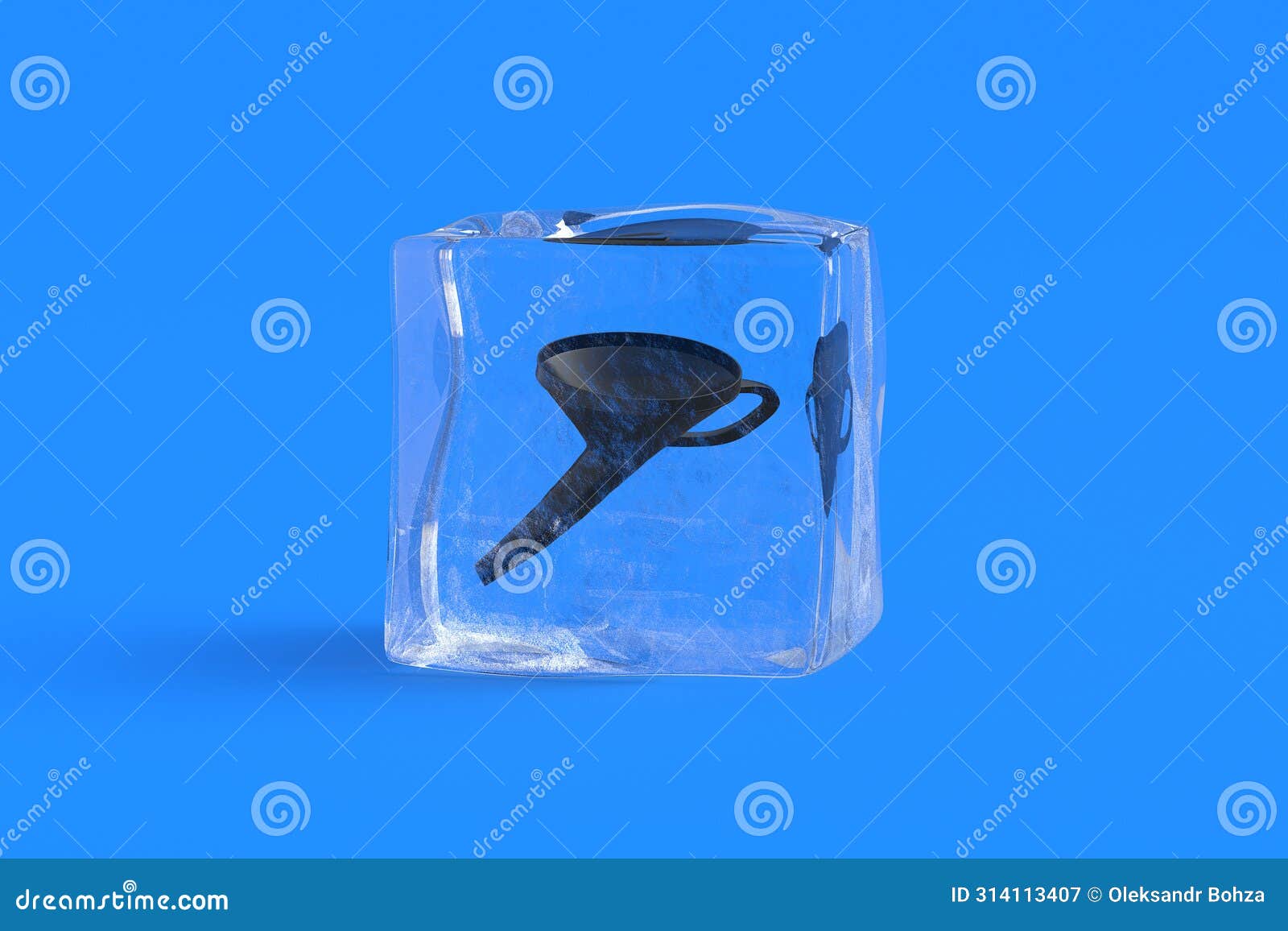 Funnel in ice cube. stock illustration. Illustration of gasoline ...