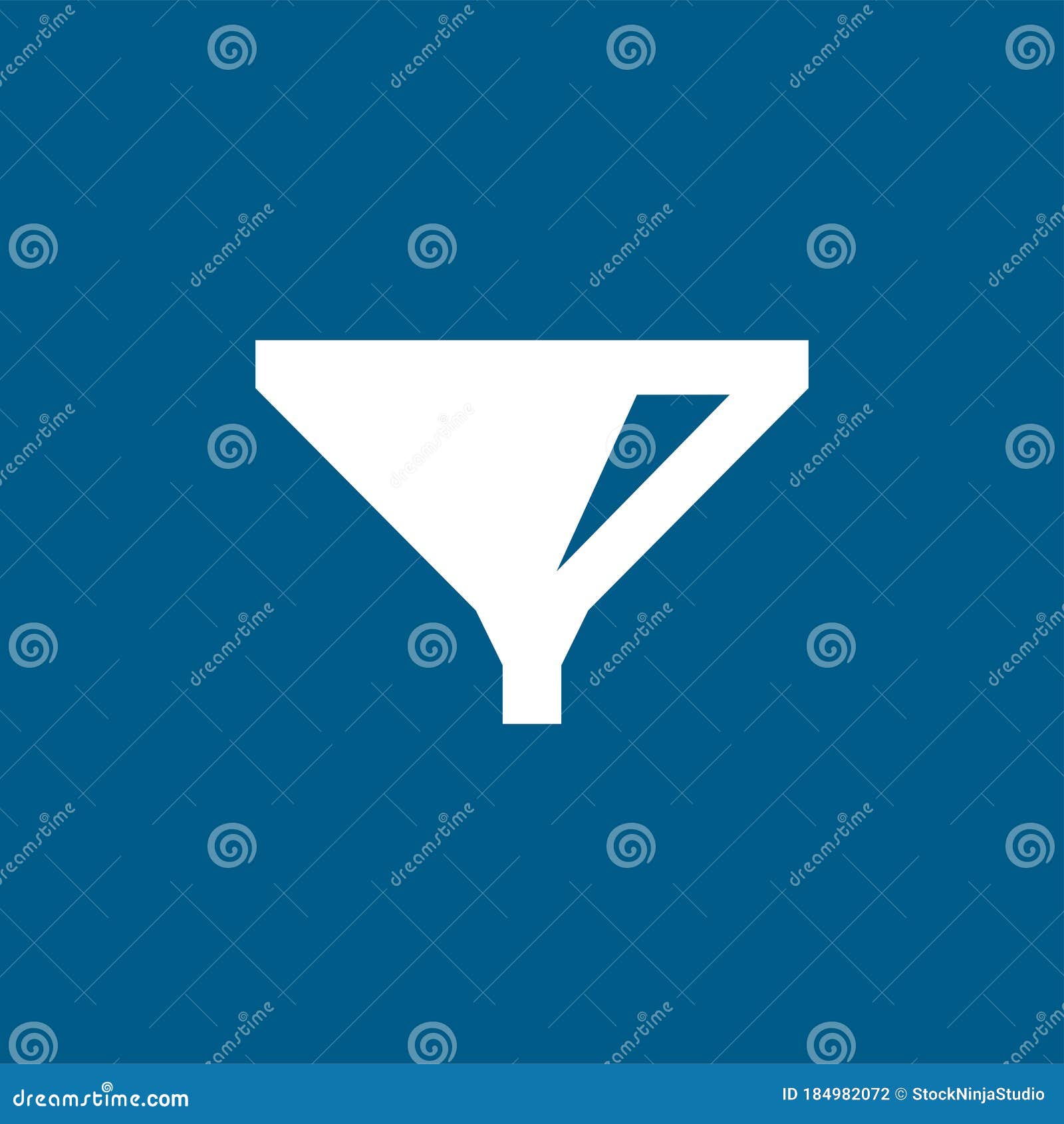 Funnel Icon on Blue Background. Blue Flat Style Vector Illustration ...