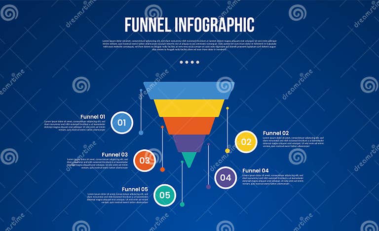 Funnel Infographic with Reverse Pyramid Sharp Pointy with Line Point ...