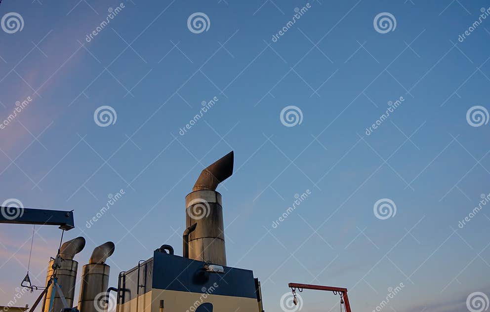 Funnel of a Large Tug Boat.. Stock Photo - Image of cruise, white ...