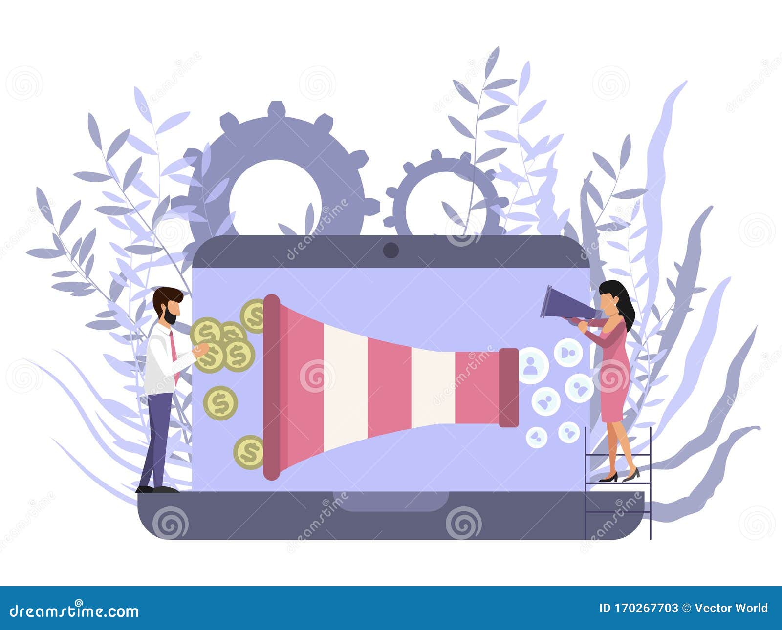 Funnel Leads Generation, Monetization Tips Vector Illustration Stock ...