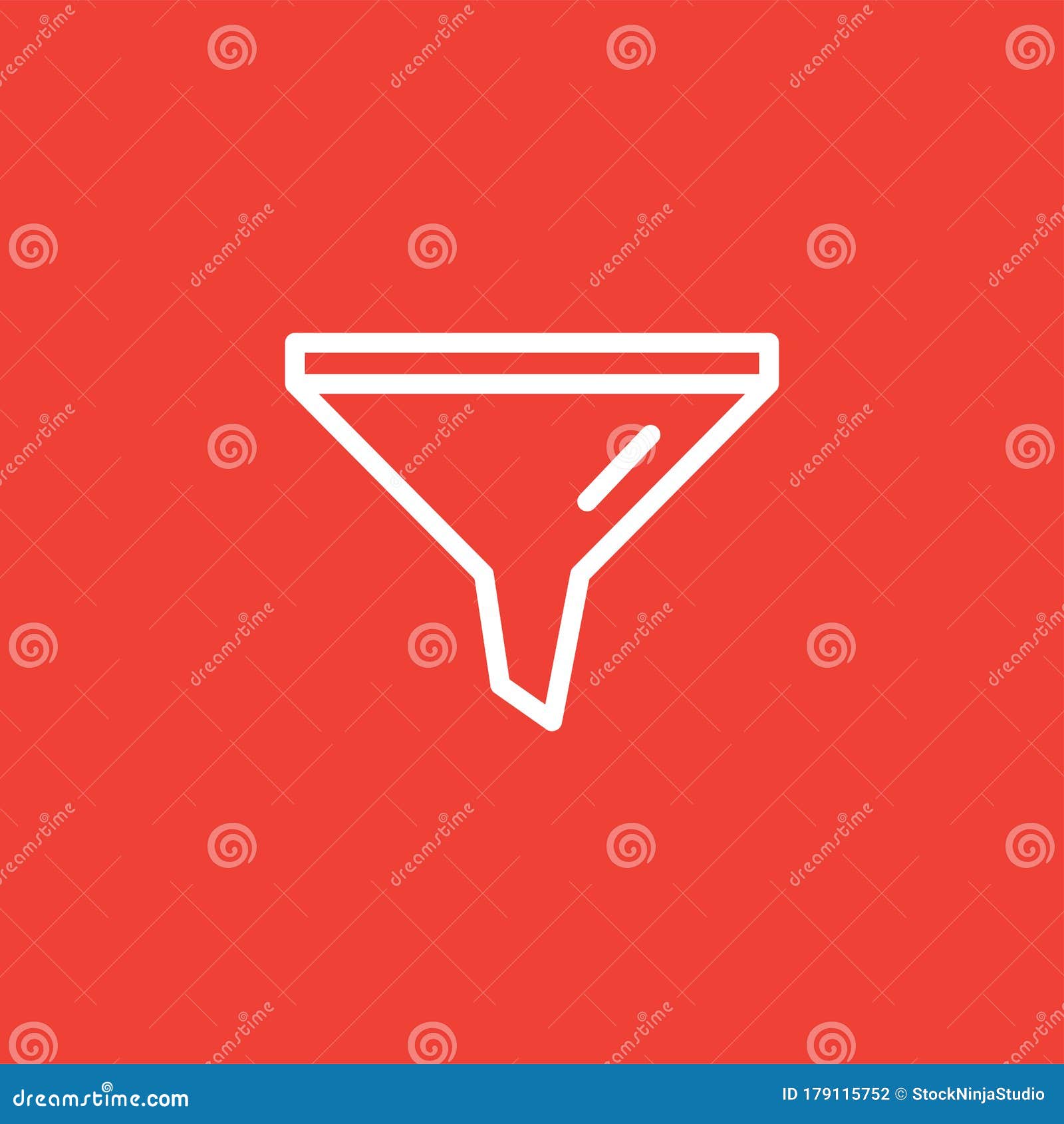 Funnel Line Icon on Red Background. Red Flat Style Vector Illustration ...