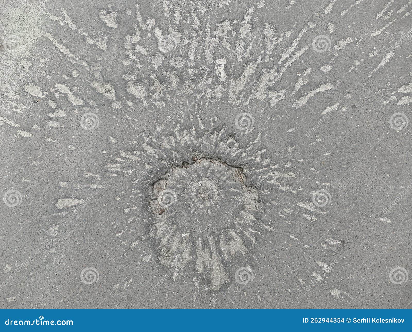 Funnel on the Pavement from the Explosion of a Shell. Traces of the War ...