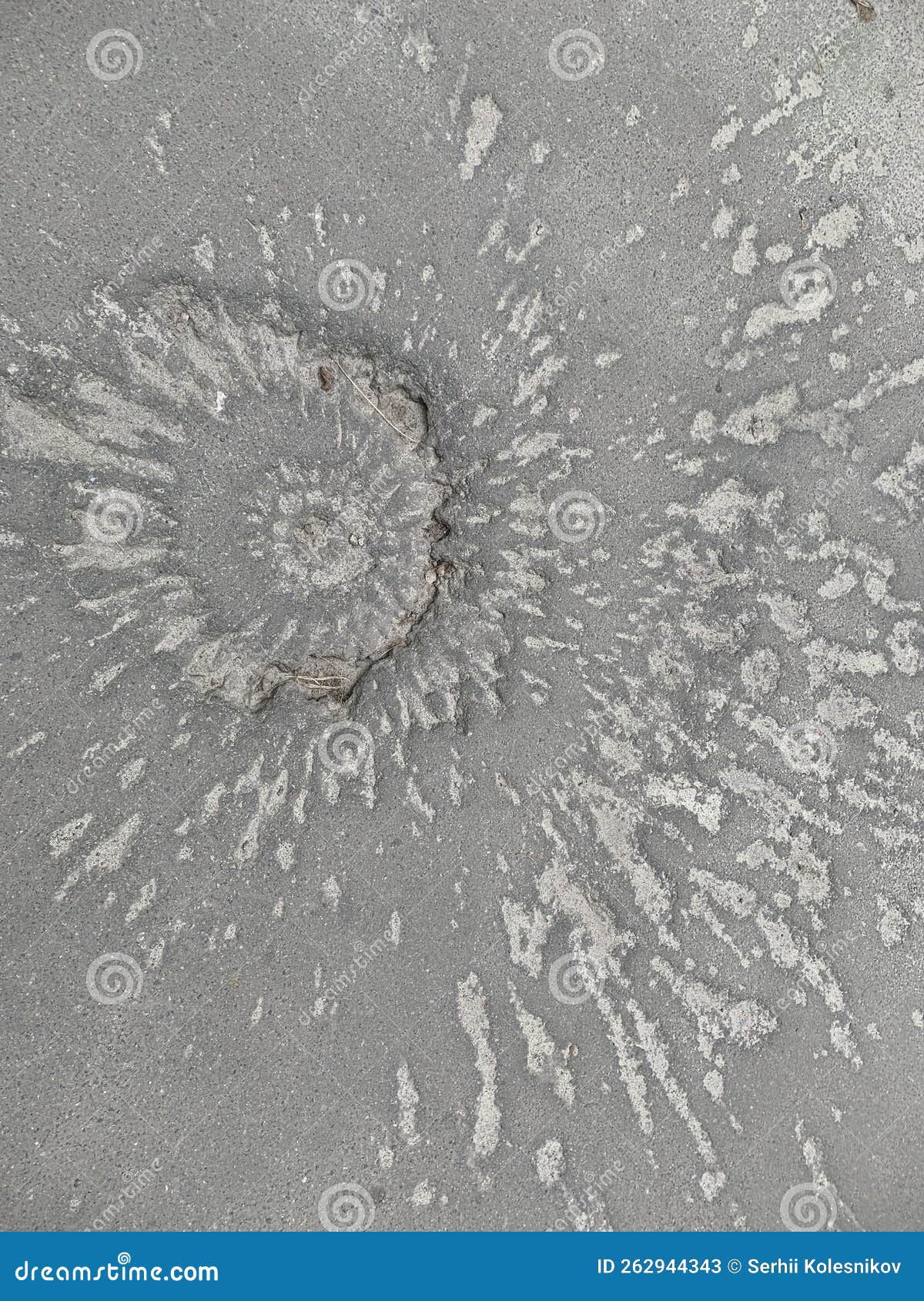 Funnel on the Pavement from the Explosion of a Shell. Traces of the War ...