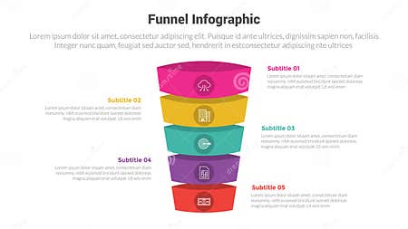 Funnel Shape Infographics Template Diagram with 3d Vertical Shape ...