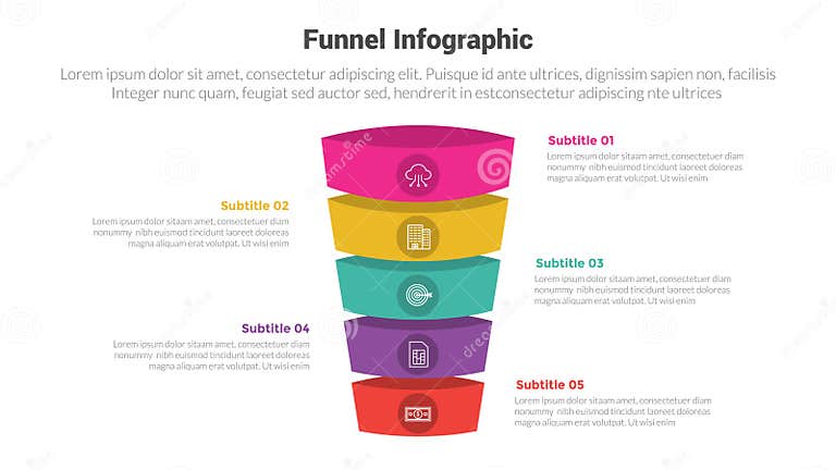 Funnel Shape Infographics Template Diagram with 3d Vertical Shape ...