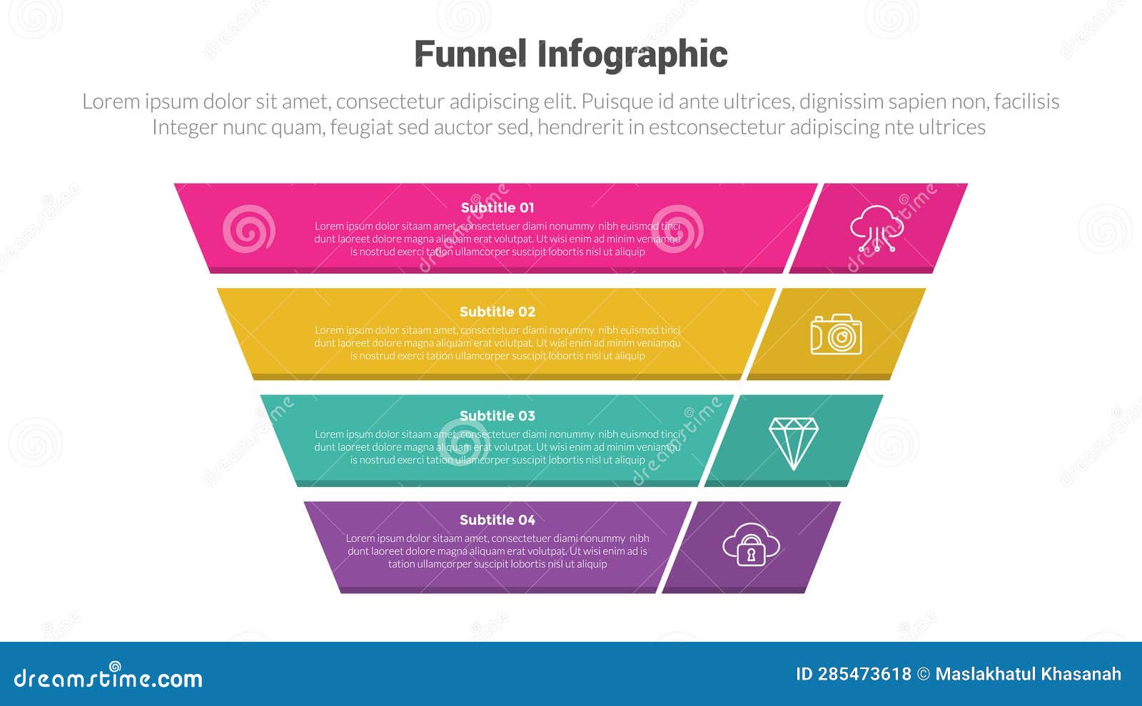 Funnel Shape Infographics Template Diagram with Reverse Pyramid Shape ...