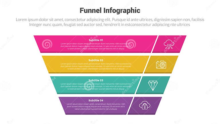 Funnel Shape Infographics Template Diagram with Reverse Pyramid Shape ...
