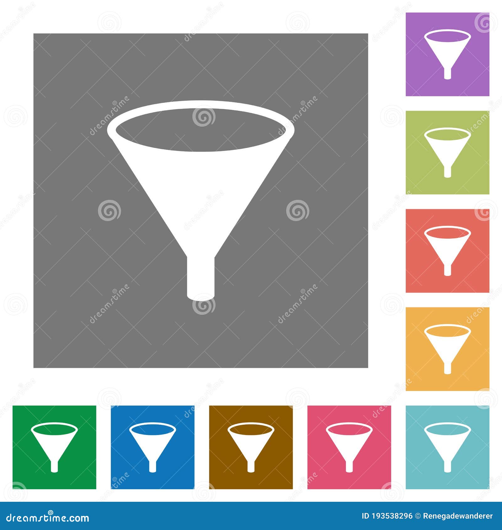 Funnel square flat icons stock vector. Illustration of monochromatic ...
