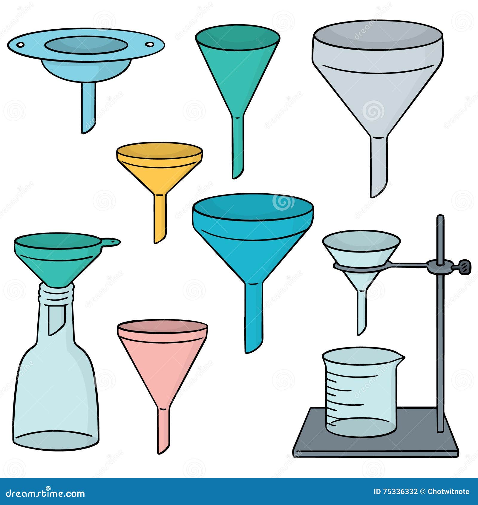 Funnels stock vector. Illustration of container, bottle - 75336332