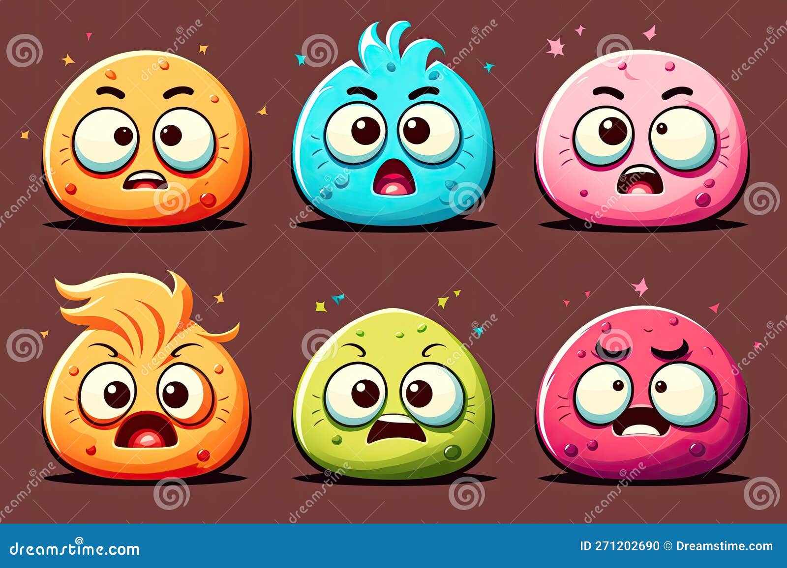 Funny Abstract Comic Faces with Different Emotions. Generative Ai Stock ...