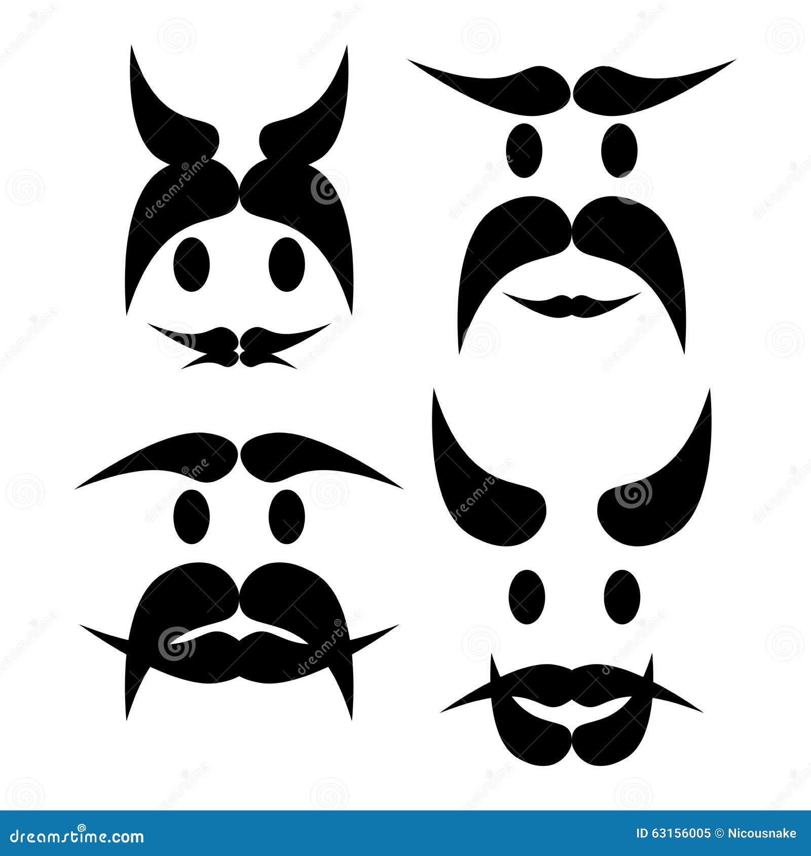 Funny abstract faces stock vector. Illustration of simple - 63156005