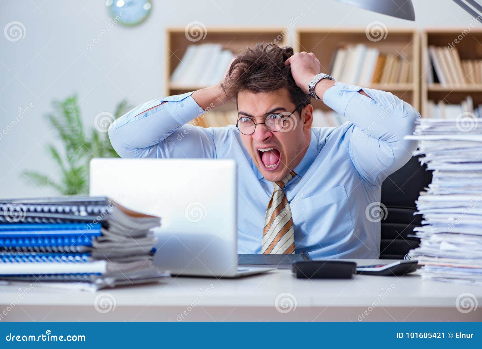 The Funny Accountant Bookkeeper Working in the Office Stock Image ...