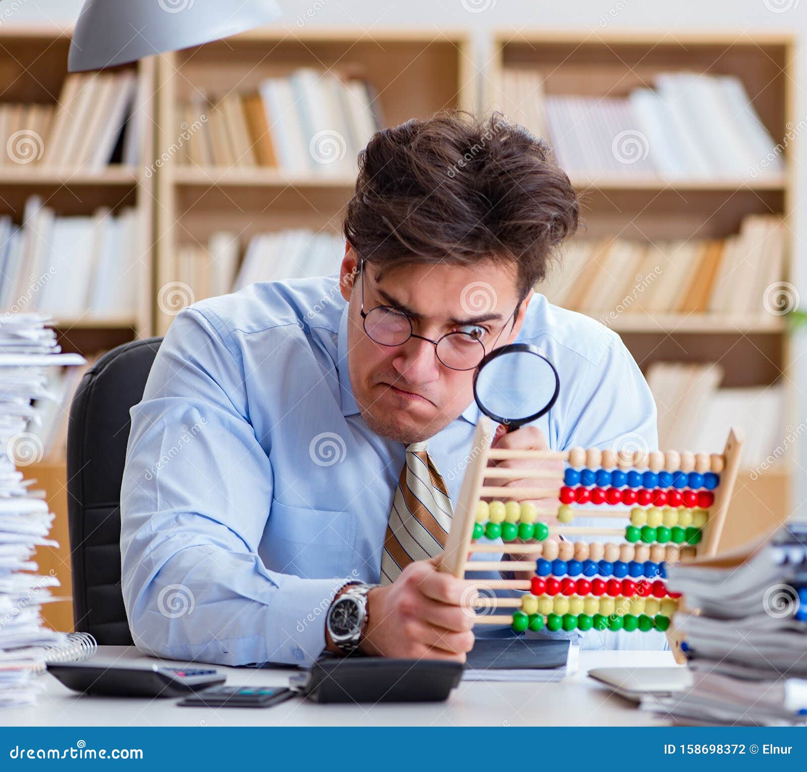 Funny Accountant Bookkeeper Working in the Office Stock Photo - Image ...