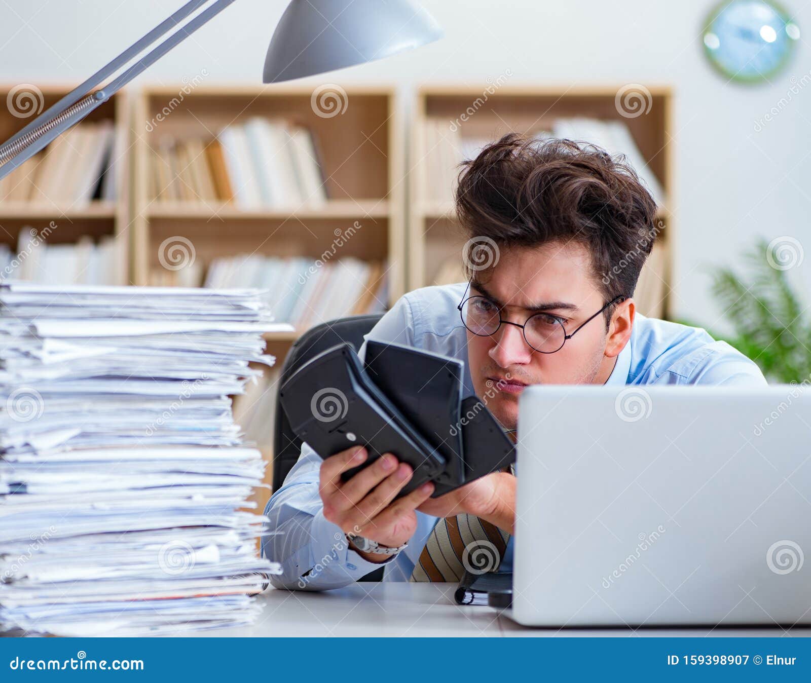 Funny Accountant Bookkeeper Working in the Office Stock Image - Image ...