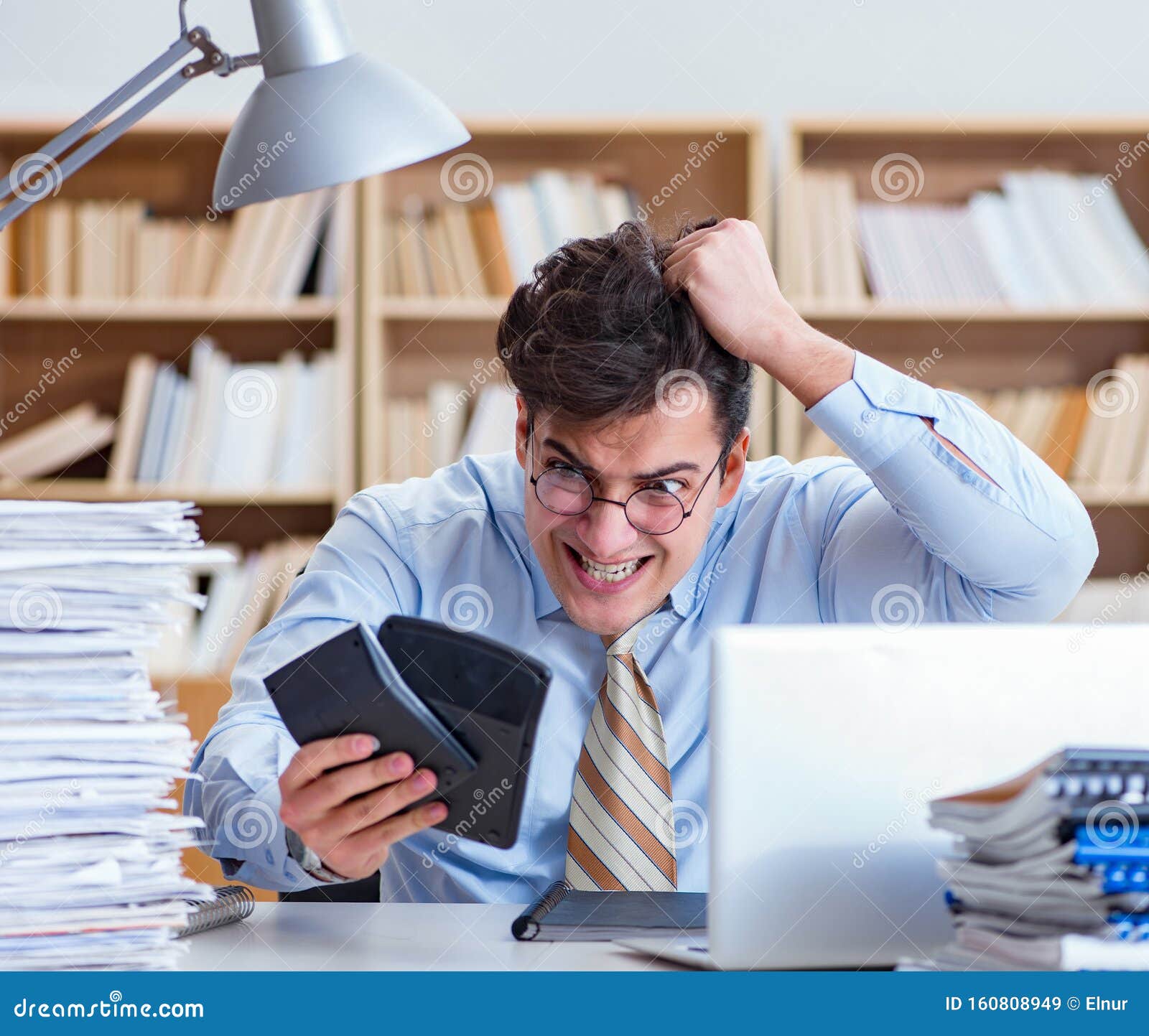 Funny Accountant Bookkeeper Working in the Office Stock Image - Image ...