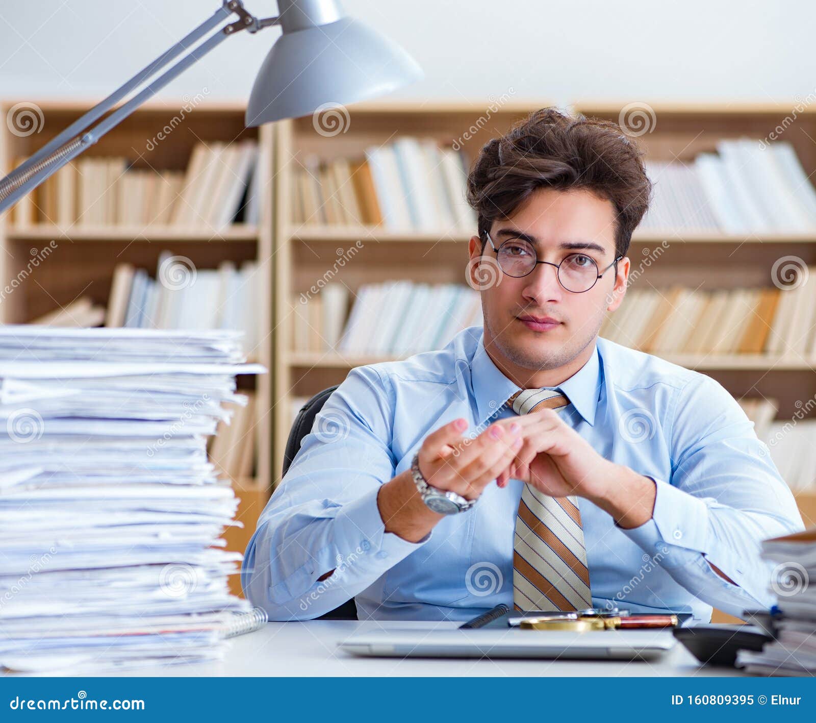 Funny Accountant Bookkeeper Working in the Office Stock Image - Image ...