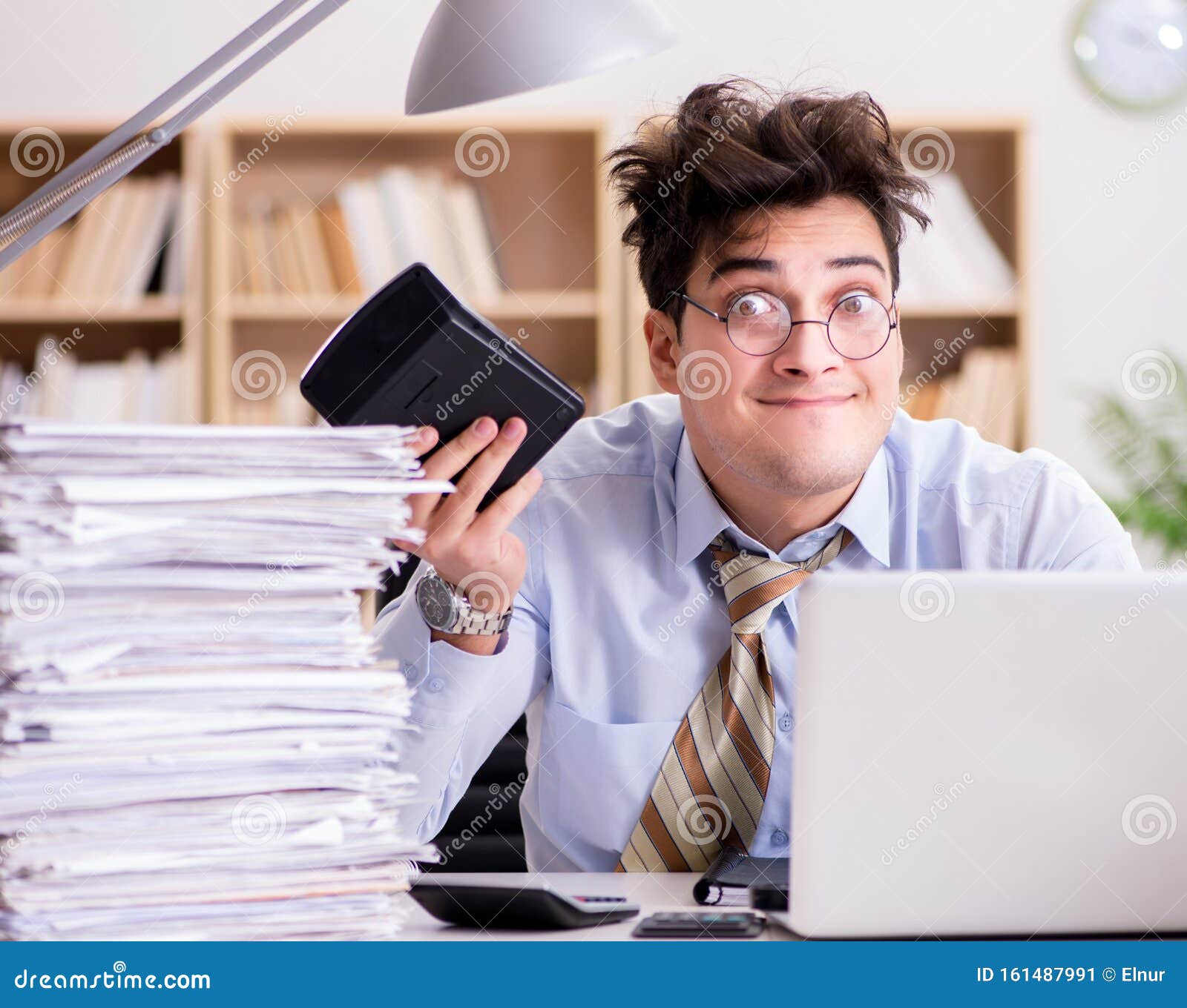 Funny Accountant Bookkeeper Working in the Office Stock Image - Image ...