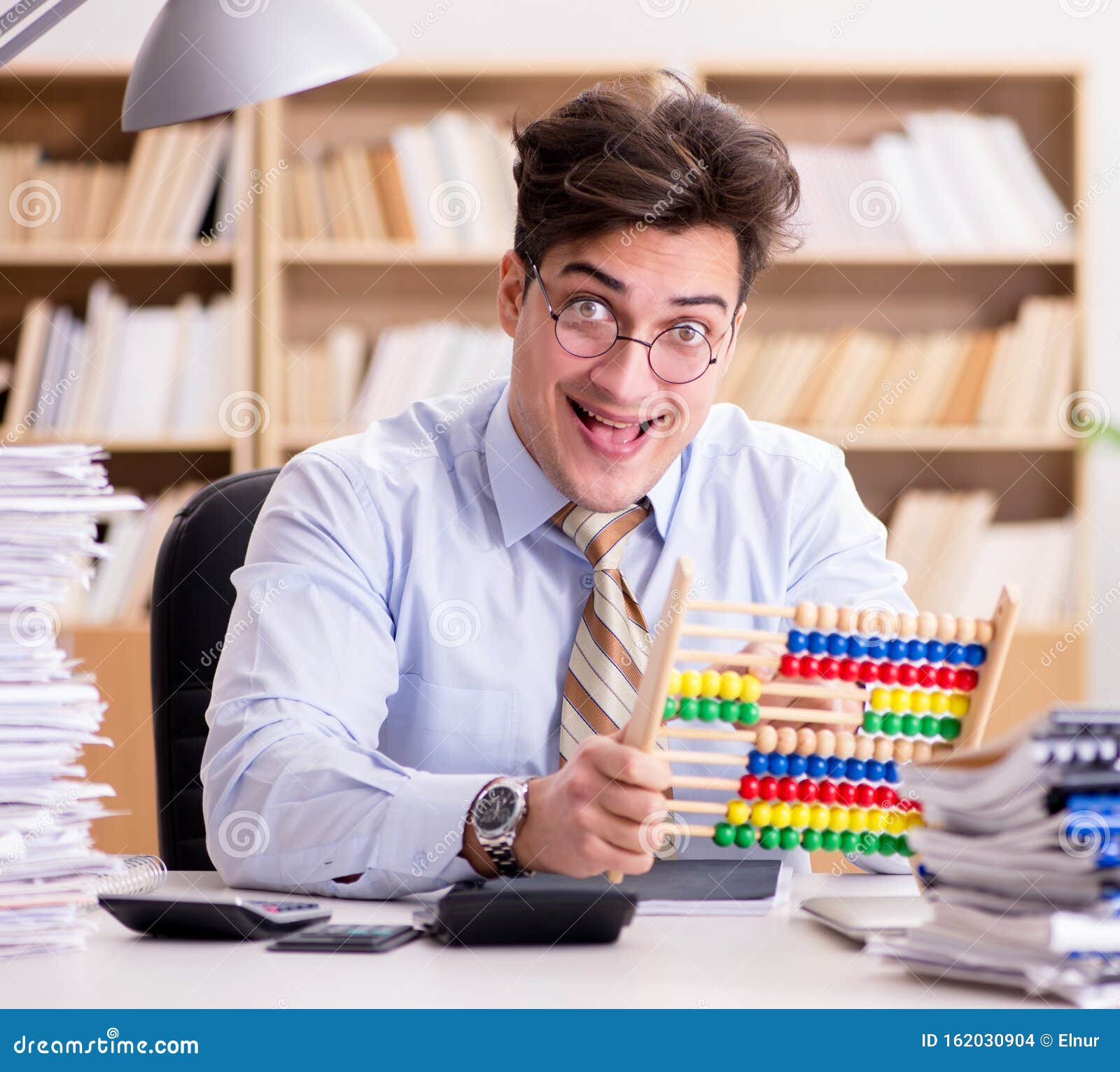 Funny Accountant Bookkeeper Working in the Office Stock Photo - Image ...