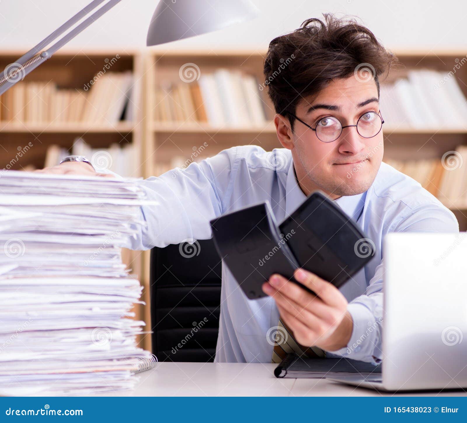 Funny Accountant Bookkeeper Working in the Office Stock Image - Image ...