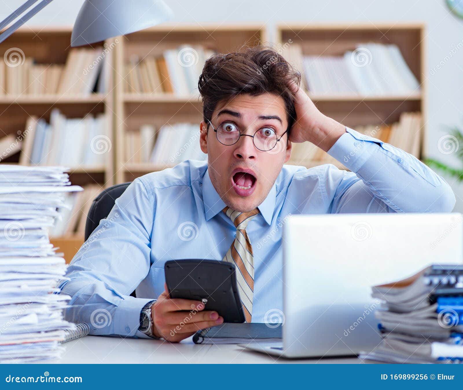 Funny Accountant Bookkeeper Working in the Office Stock Photo - Image ...