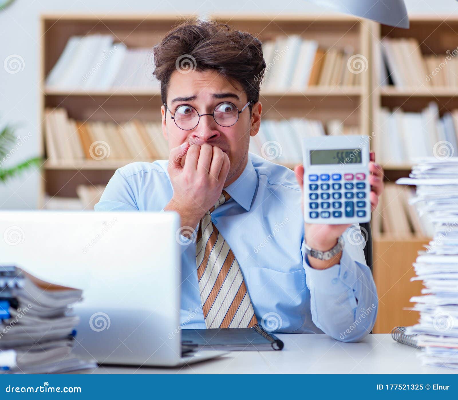 Funny Accountant Bookkeeper Working in the Office Stock Image - Image ...