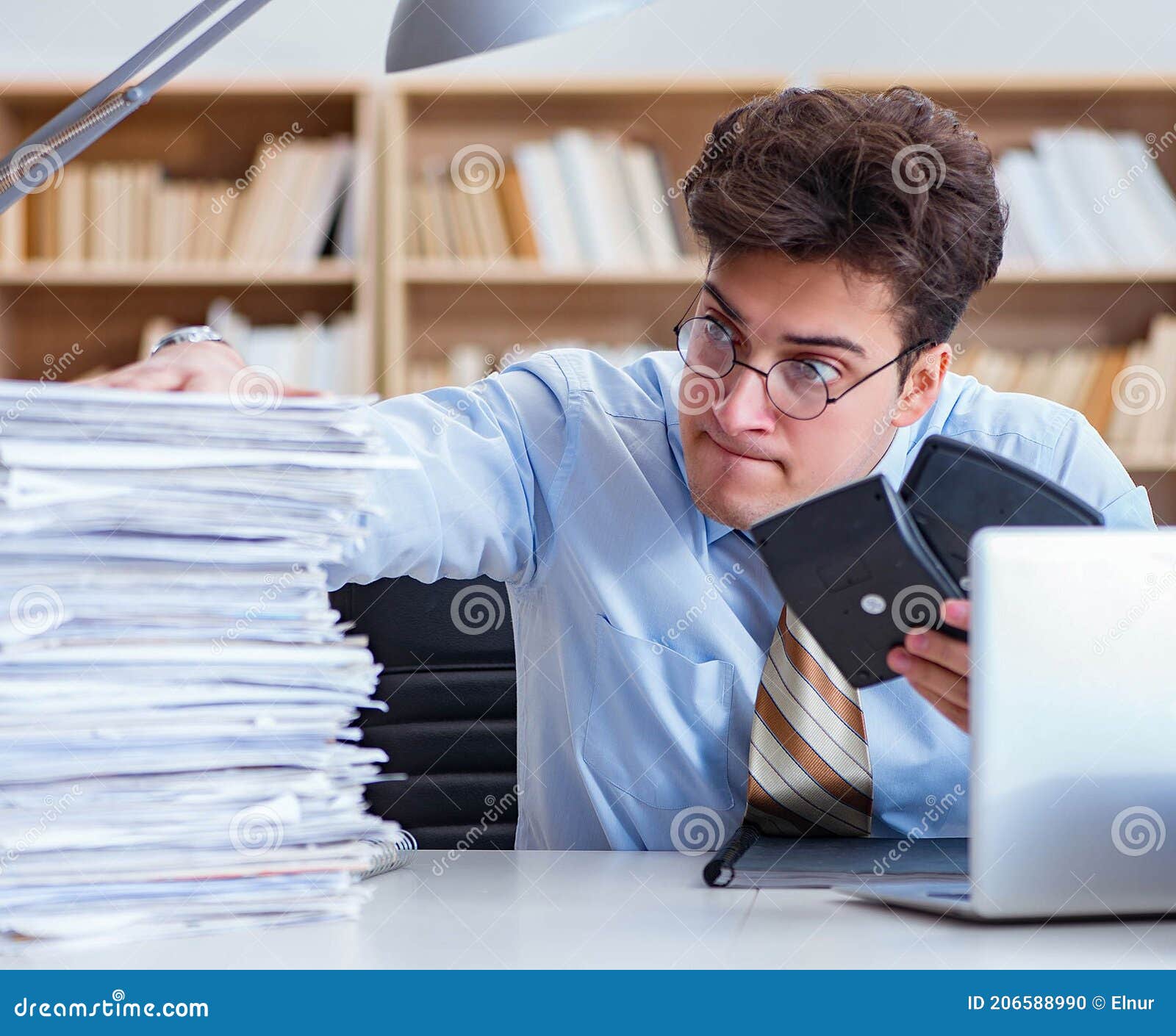 Funny Accountant Bookkeeper Working in the Office Stock Photo - Image ...
