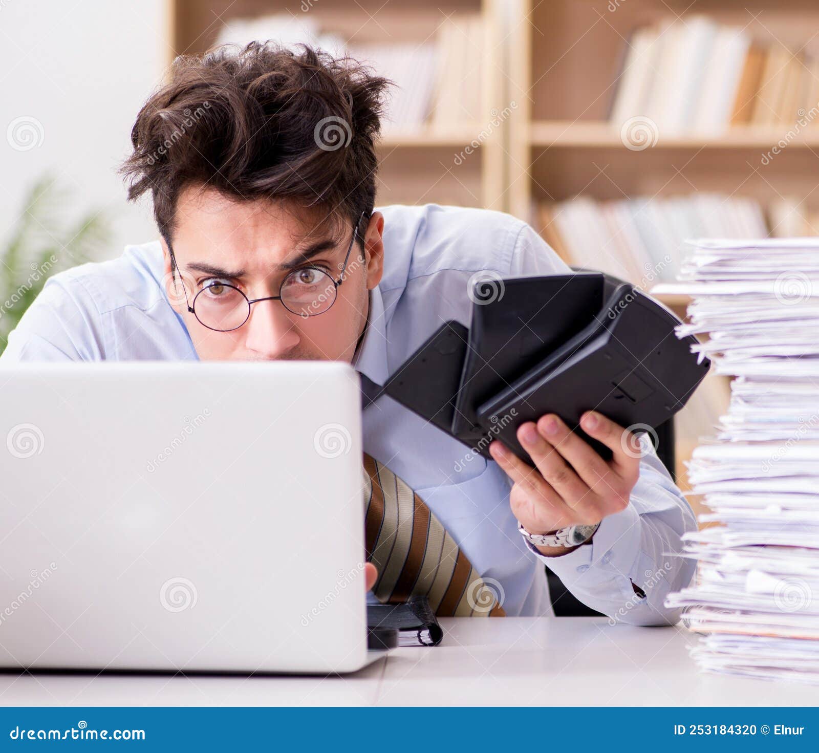 Funny Accountant Bookkeeper Working in the Office Stock Photo - Image ...