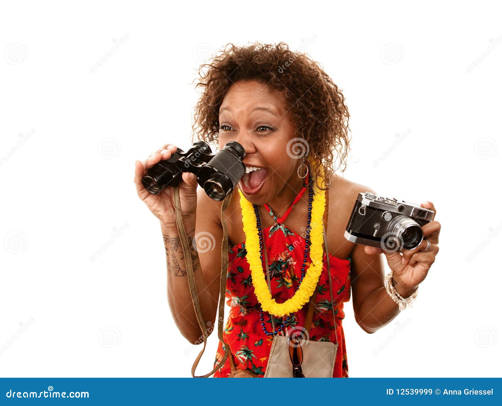 Funny African American Dad And Daughter Girl Making Pepper Royalty-Free ...