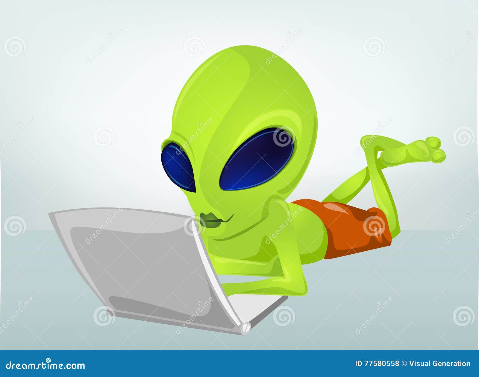 Funny Alien Cartoon Illustration Stock Illustration - Illustration of ...